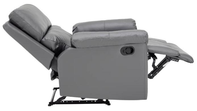 Genuine Gray Leather Recliner, Manual, High Density Foam Seat, 500 lb ...