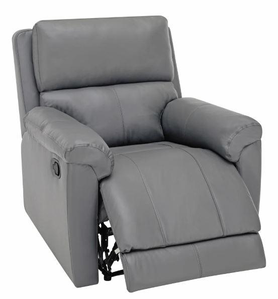 Genuine Gray Leather Recliner, Manual, High Density Foam Seat, 500 lb ...