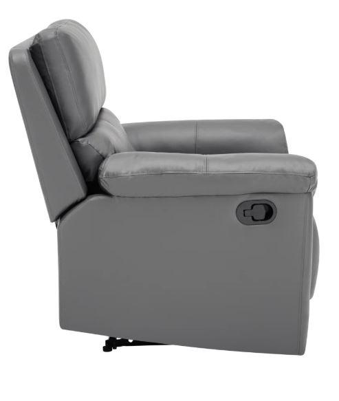 Genuine Gray Leather Recliner, Manual, High Density Foam Seat, 500 lb ...