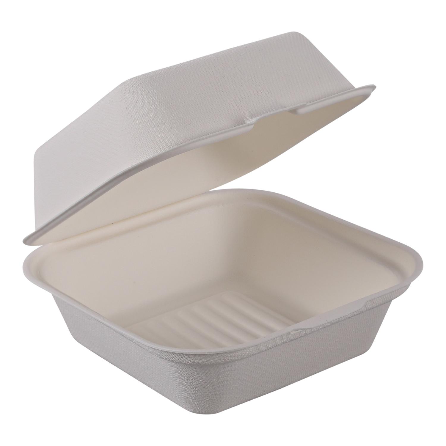 Empress Earth Hinged Container Molded Fiber 6"x 6" x 3" Natural White ...