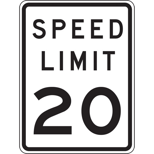 20 Km Speed Limit Sign, 18" x 12", Aluminum, English - Brant Basics