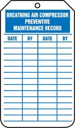 Equipment Status Safety Tag: Breathing Air Compressor Preventive ...